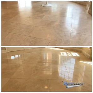 This travertine floor actually looked pretty good… but now it looks...