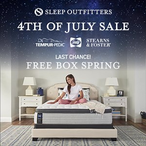 Our 4th of July Sale is ending soon! Take advantage of a FREE BOX SPRING with most Sealy mattresses - saving you up to $350! HUGE SAVINGS of up to $500 on select Tempur-Pedic, Stearns & Foster and Sealy mattresses! Plus, free gifts valued up to $300, free delivery and set up, and 0 interest financing! 🇺🇸🛏️💤 #Happy4thofJuly #SleepWell #4thofJulySale #LastChance #IndependenceDay #SleepOutfitters | Sleep Outfitters
