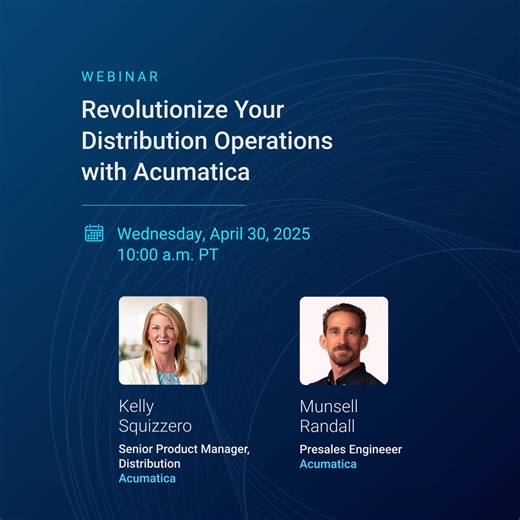 Happening today: Join us at 10 AM PT to see how Acumatica’s Distribution Edition can streamline operations, boost visibility, and modernize your sales order process - register now to save your spot! https://acumati.ca/4jvtUbV | Acumatica | Facebook