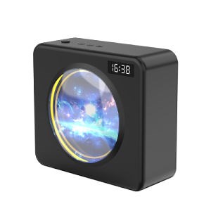 [Hot Item] Rotated Customized Pattern Colorful Atmosphere Light Digital Clock Desktop Subwoofer Bluetooth Speaker