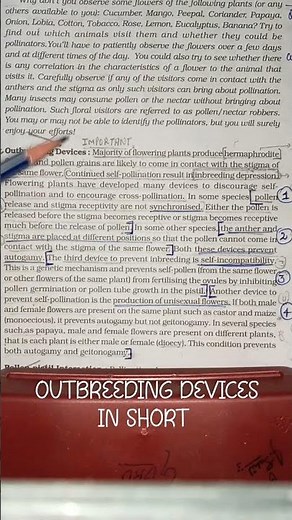OUTBREEDING DEVICES // CLASS - 12 // BIOLOGY CH - 1 🌺