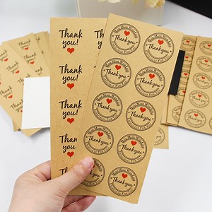 [Hot Item] Cheap Custom Sticker Printing Adhesive Packaging Food Label Thank You Bottle Labels Kraft Paper Label Sticker