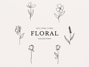 Floral Line Clip Art Set | Minimal Abstract Line Art | Fine Line | SVG | PNG | JPEG - Etsy UK