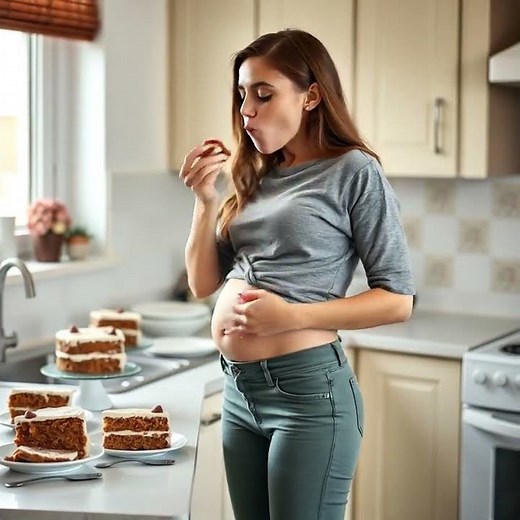A girl and her cake. Nice little belly expansion in this one.