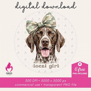 Local Girl Hunting Png | Hunting Dogs Shirt Design | Hunter Camo German Shorthaired Pointer Png | Camo Coquette Bow Sublimation | GSP Dogs - Etsy Canada