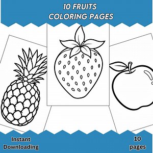 Fruits, Strawberry, Apple Coloring Pages - Etsy UK