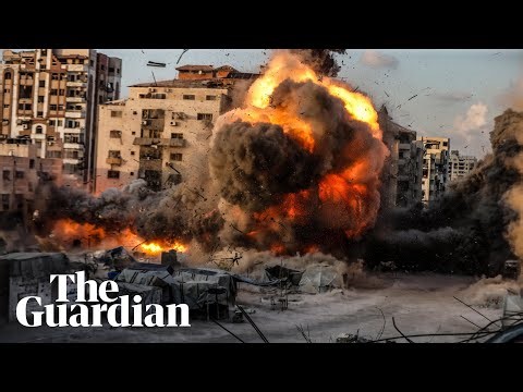 Footage shows Israeli army bombing third Gaza City high-rise building in as many days